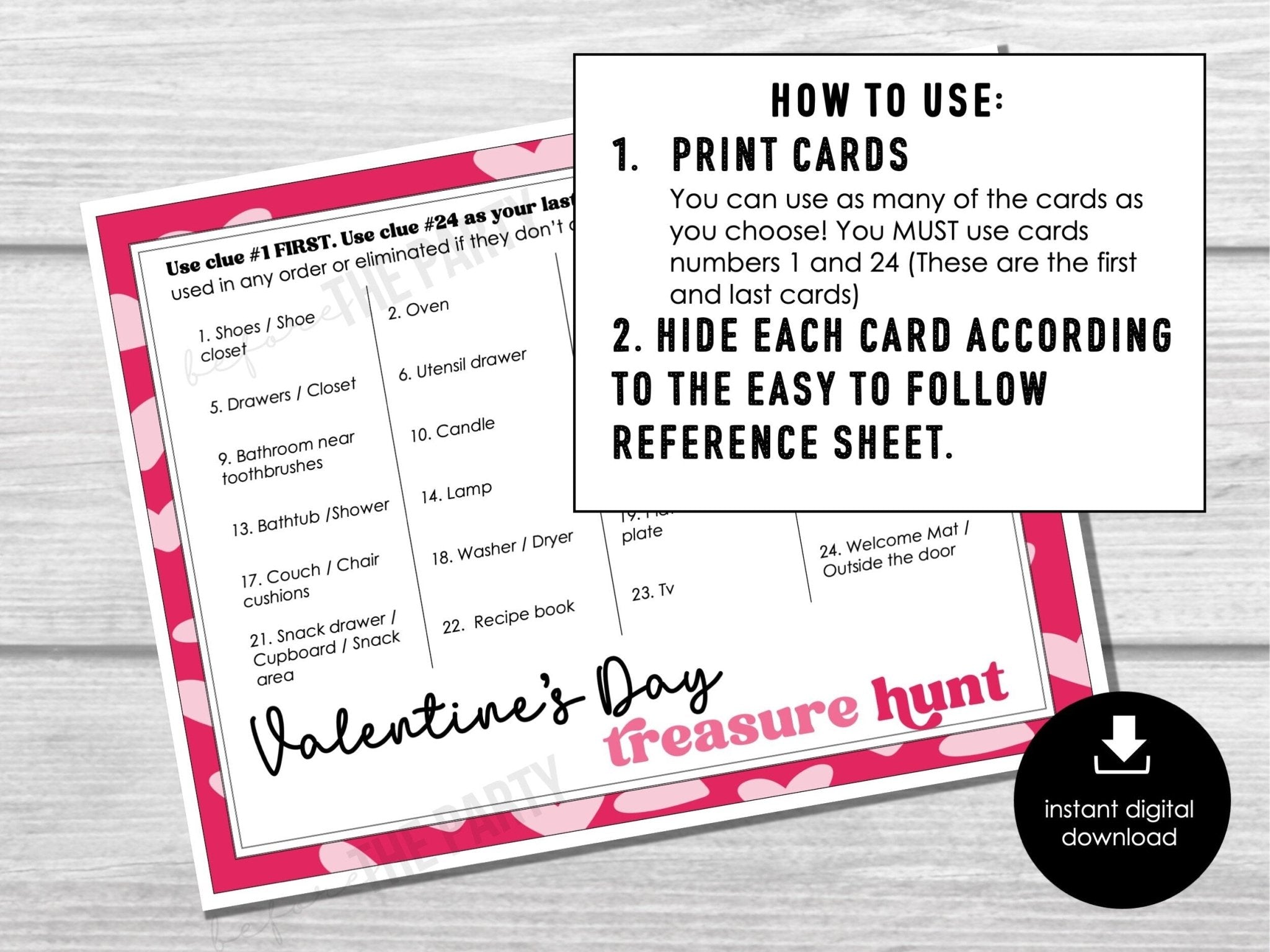 Valentines Day Scavenger Hunt for Kids | Valentines Treasure Hunt Clue ...