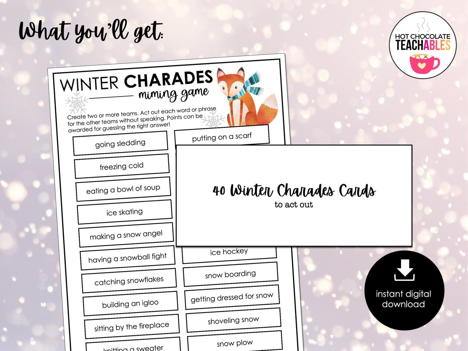 Winter Charades Game | Printable Holiday Party Activity – Before The Party