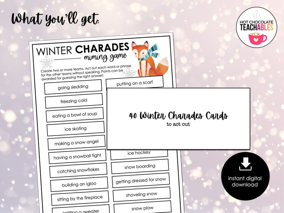 Winter Charades Game | Printable Holiday Party Activity – Before The Party